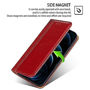 Arseaiy Case for Samsung Galaxy Note 10 Flip Phone Case Shockproof PU Leather Wallet Case Cover with Card Holder Kickstand Shell Red