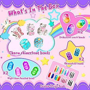 AMAZING TIME 130 Pieces DIY Charm Bracelet Making Kit Including Jewelry Beads, Snake Chains for Girls Teens Age 8-12 Unicorn Mermaid Gifts Christmas Stocking Stuffer