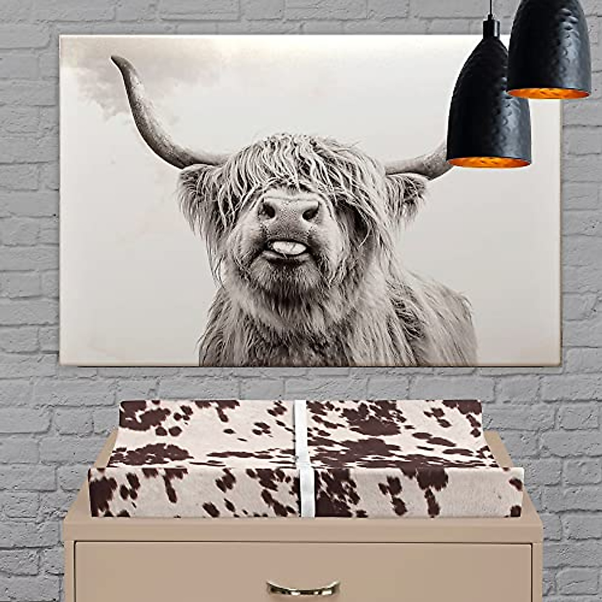 Western Cowboy Changing Pad Cover Super Soft Brown Cowhide