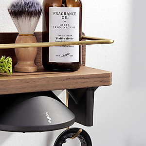 Amersis Wallmount Hair Dryer Holder Rack Compatible with Dyson Supersonic Hair Dryer Blow Dryer Accessories and Attachments Organizer Storage Rack, Walnut Wood(Hair Dryer & Attachments not Included)