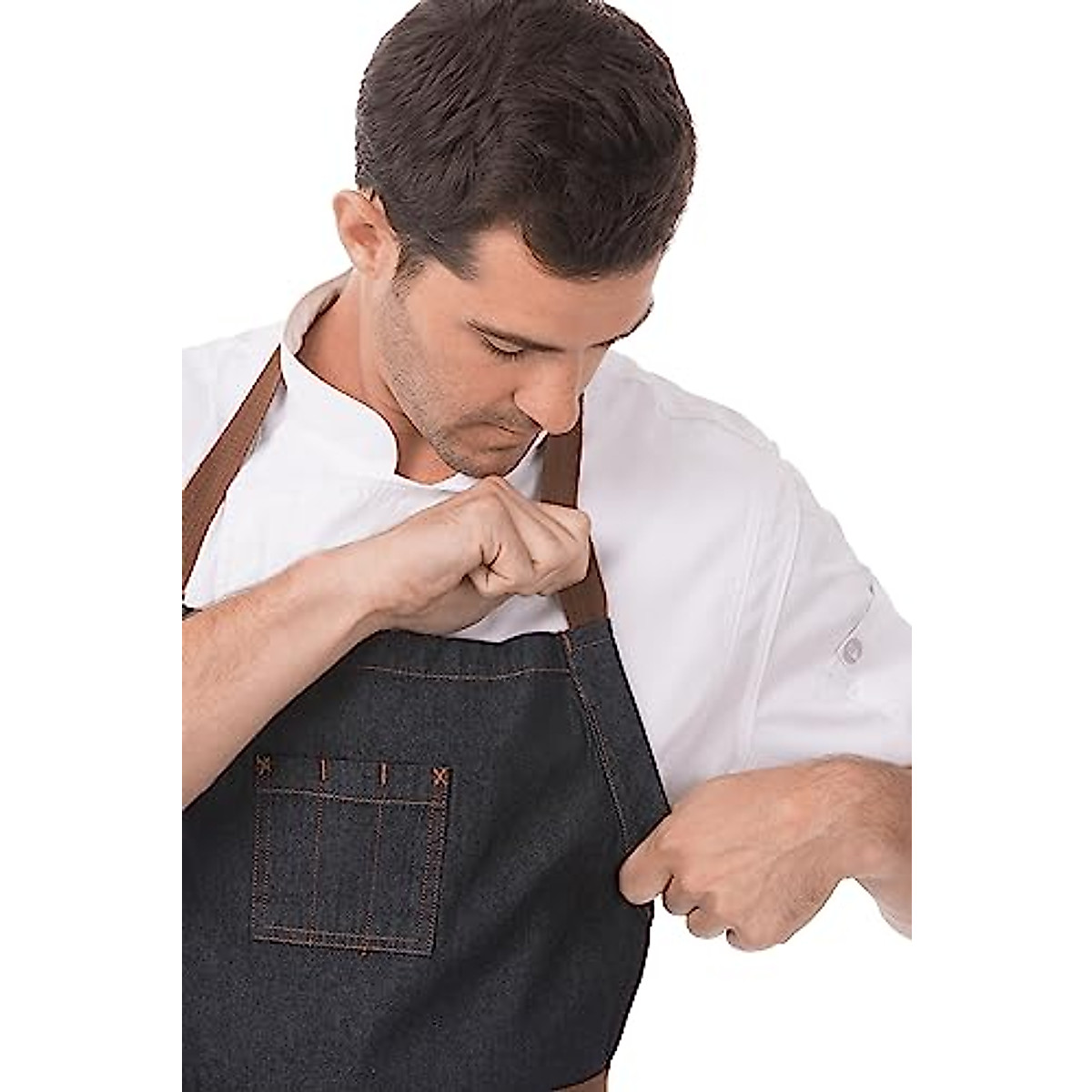 Chef Works Unisex Memphis Chefs Bib Apron, Indigo Blue, One Size