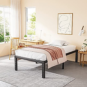 Cleaniago Twin Size Bed Frame, Wooden Slats Support, 16 Inch High, Heavy Duty 2500 Pounds Support for Mattress, No Box Spring Needed, Noise Free, Easy Assembly, Black