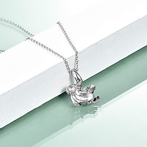 YFN Sloth Gifts Sterling Silver Sloth Necklace Heart Crystal Sloth Jewelry for Women Men Christmas Gifts