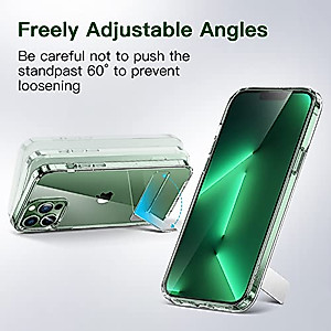 JETech Kickstand Case for iPhone 13 Pro, 6.1-Inch, Support Wireless Charging, Slim Shockproof Bumper Phone Cover, 3-Way Metal Stand (Clear)