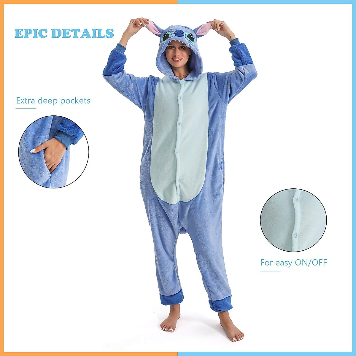 Griong Fit Snug Adult Onesie Costume Pajamas, Unisex Flannel Cosplay Animal One Piece Halloween Sleepwear Homewear