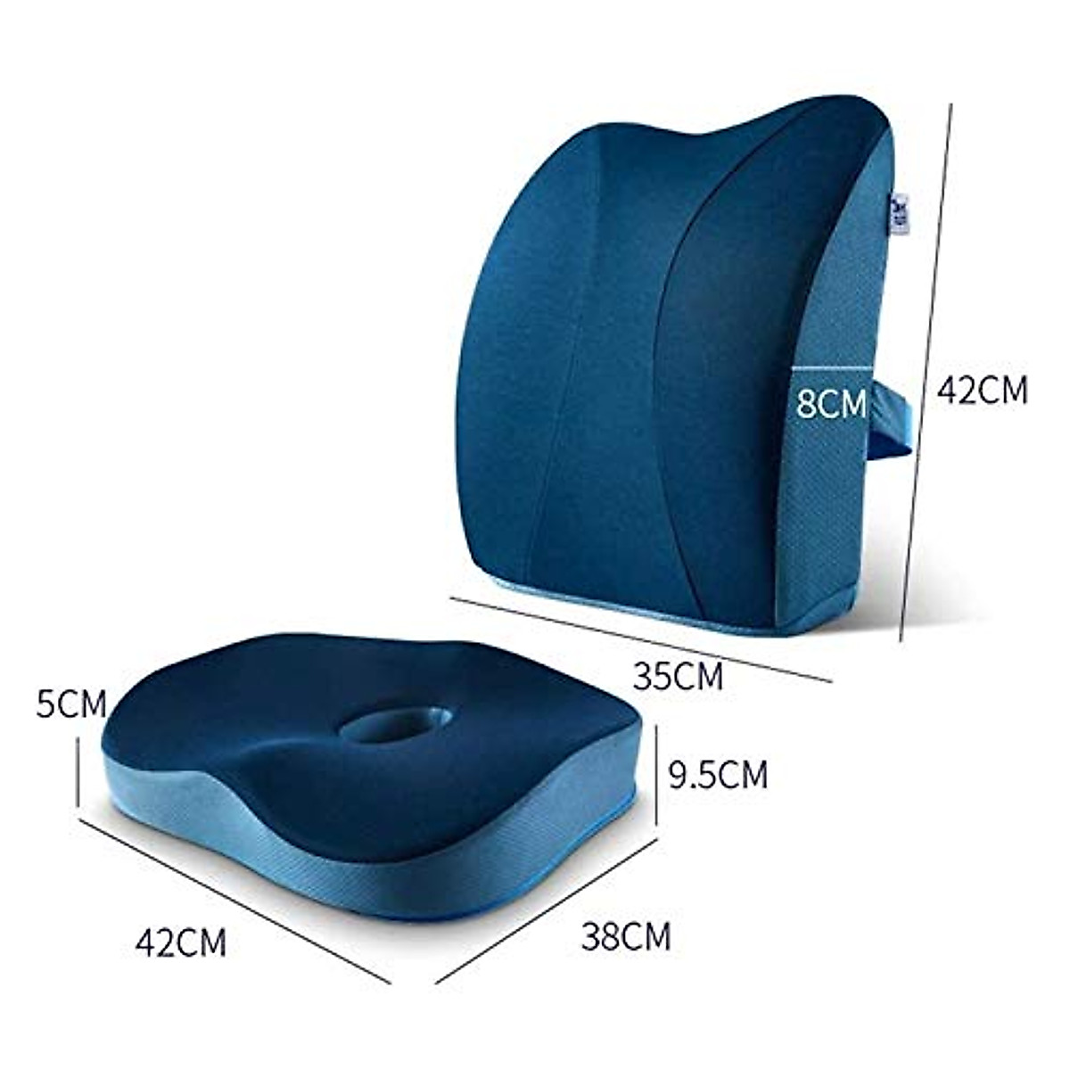 HHWKSJ Memory Foam Seat Cushion and Lumbar Back Cushion Combo - Gel Infused and Ventilated - Ergonomic Design for Coccyx and Tailbone - for Office Chairs and Car Seats