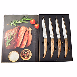 Legnoart Porterhouse 4-Piece Steak Knife Set with Light Wood Handle