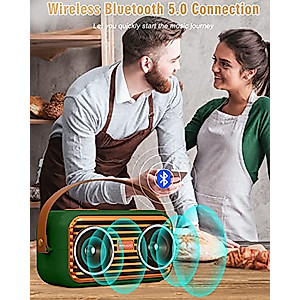 Greadio Vintage Speaker, Retro Bluetooth Speaker with 16W Stereo Sound Rich Bass Dual Speakers, Bluetooth 5.0, Support Hands-Free Call TF/AUX/U-Disk for Gift, Party, Travel, Office,Home (Green)