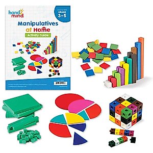 hand2mind - 93539 Take Home Math Manipulatives Kit for Kids, with Snap Cubes, Base Ten Blocks, Cuisenaire Rods, Angle Circles, and Color Tiles, Kindergarten Homeschool Supplies (293 Pieces)