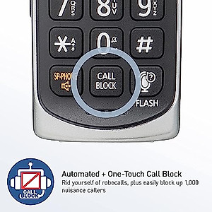 Panasonic Link2Cell Bluetooth DECT 6.0 Expandable Cordless Phone System with Answering Machine and Enhanced Noise Reduction - 5 Handsets - KX-TGE675B (Black)