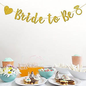 Halodete Bride to Be Banner, Mr & Mrs Wedding Banner, Bridal Shower, Engagement, Bachelorette Party Garland Bunting Decorations - Gold Glitter