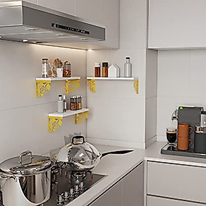 Lavezee Floating Shelves with Rose Flower Metal Wall Art Decor Set of 3 and 6 Packs 8x10 Black Pciturte Frames with Mat