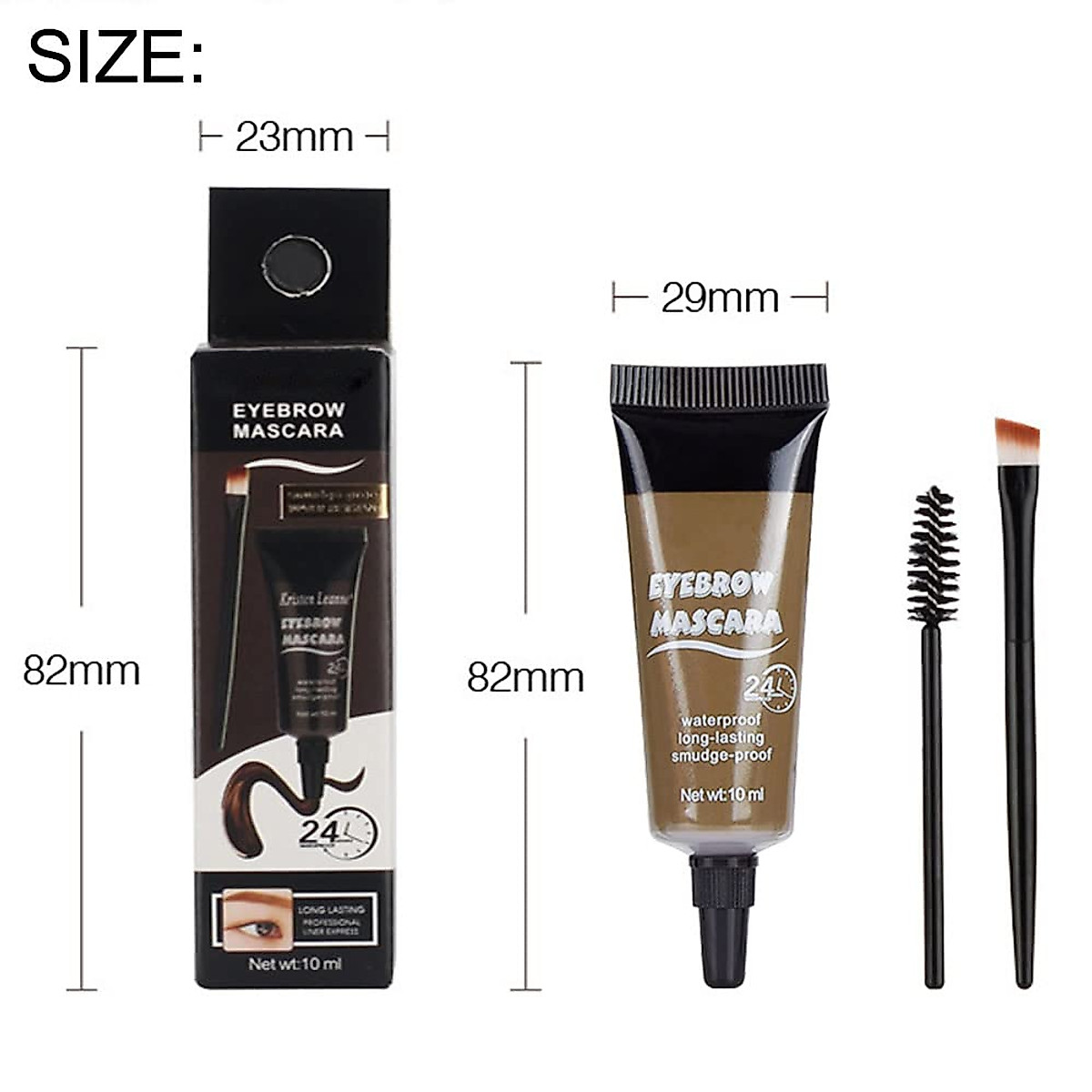 Tinted Thickening Eyebrow Mascara with Two Eyebrow Brushes,Brow Fast Sculpt,Waterproof,Transfer-proof,Eyebrow Tinting Kit- Cruelty Free - Light Medium Brown (2 Pack) (01 Brown)