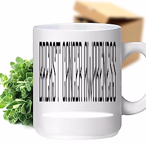 Breast Cancer Awareness Gift, for Wife's Graduation - Flag Pink Ribbon Sweat for Men & Women 11 Oz White Ceramic Coffee Mug