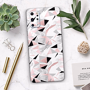 DesignSkinz Karamfila Marble & Rose Gold v7 Protective Vinyl Decal Wrap Skin Cover Compatible with The Samsung Galaxy S20 (Screen Trim & Back Glass Skin)