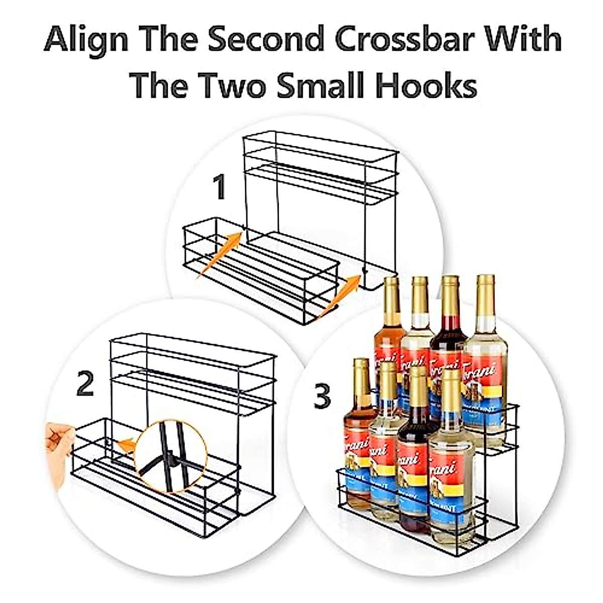 kimilus 8 Bottle Capacity Coffee Syrup Organizer 2 Tier Coffee Syrup Stand Shelf for Coffee Bar Kitchen Small Wine Rack for Bar Family Storage for Syrup Wine Dressing