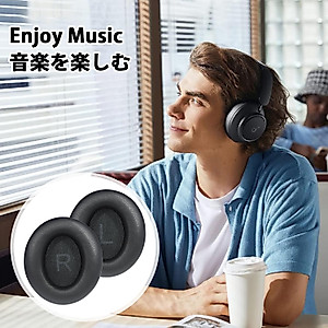 Adhiper Replacement Ear Pads for Anker Space Q45 Headphones, Ear Cushions for Soundcore by Anker Space Q45 Adaptive Noise Cancelling Headphones,with Buckle, Soft Protein Leather, Memory Foam(Black)