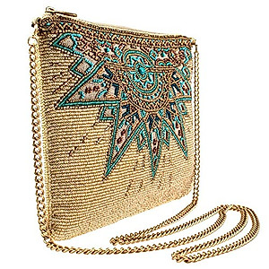 Mary Frances Sunrise Mini Crossbody Clutch Handbag, Gold