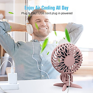 BESKAR Personal USB Desk Fan, CVT Variable Speeds Small Cooling Fan, Strong Wind, Quiet Operation, Adjustable Tilt, Mini Portable Fan for Desktop Office Bed Travel - USB Cord Plug in Powered