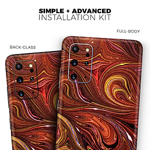 DesignSkinz Red Acrylic Swirl Protective Vinyl Decal Wrap Skin Cover Compatible with The Samsung Galaxy S20 (Screen Trim & Back Glass Skin)