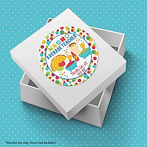 Nacho Average Taco Themed Teacher Appreciation Thank You Sticker Labels, 40 2" Party Circle Stickers by AmandaCreation, Great for Envelope Seals & Gift Bags