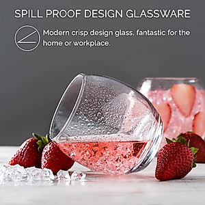 Volarium Drinking Glasses Never Spill Tumbler Set of 6, Old Fashioned Whiskey Glass, Brandy Whiskey Curved Glass Set, Scotch Glasses with Heavy Base, 13 3/4 oz