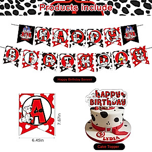 38 Pcs 101 Dalmatians Dogs Theme Birthday Party Decorations,Party Supply Set for Kids with 1 Happy Birthday Banner Garland , 13 Cupcake Toppers,6 Spiral ,18 Balloons for Party Decoration