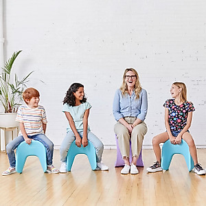 ECR4Kids Wave Seat, 14in - 15.1in Seat Height, Perch Stool, Cyan, 2-Pack