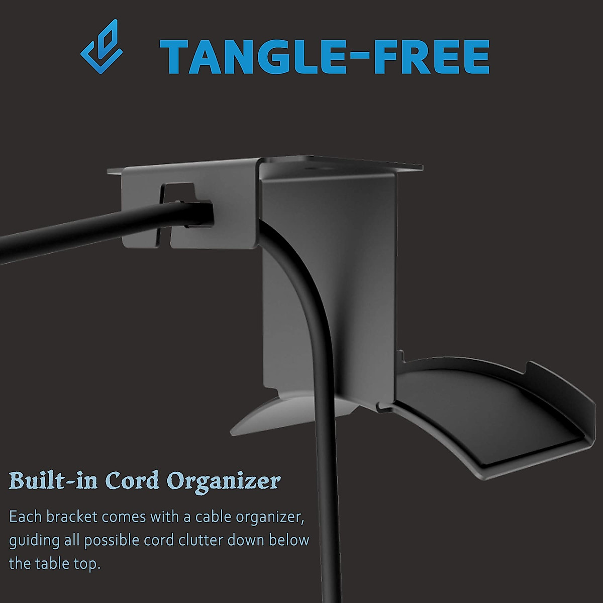 DEZCTOP Headphone Stand Holder Under Desk, PC Gaming Headset Hanger Mount, Earphone Stand Accessories, Headset Hook Holder for All Over Ear Headphone, for All Gamer Headset and Table Boards, Black