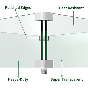 Emardom 19"x19"x6" Square Fire Pit Wind Guard, Fire Pit Wind Guard for 28-32 inch Fire Pit Table, 5/16 Inch Thickness Clear Tempered Glass