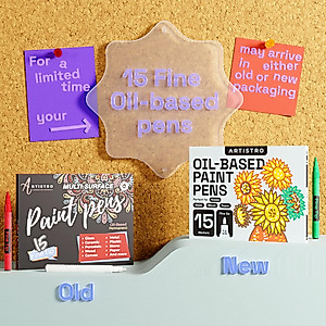 ARTISTRO Paint Pens for Rock Painting, Stone, Ceramic, Glass, Wood, Plastic, Mugs, Metal, Fabric, Canvas. Set of 15 Quick Dry, Permanent, Waterproof and Oil Based Paint Markers Fine Tip