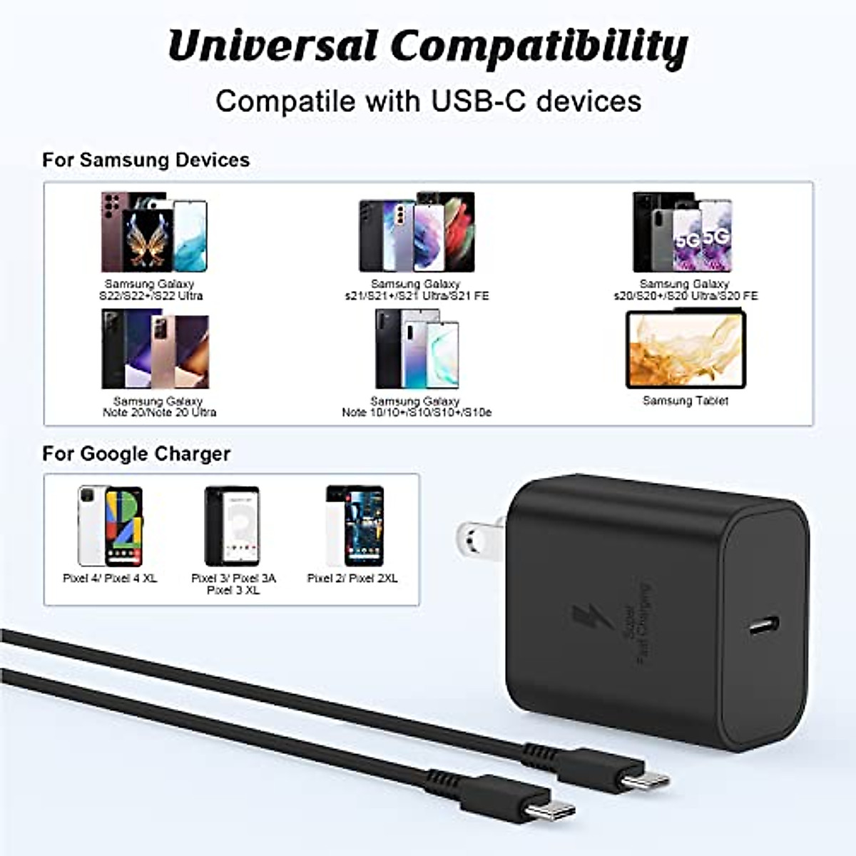 45W USB C Super Fast Charger,USB C Wall Charging Block Adapter and 6ft Android Phone Charger Cable Type C for Samsung Galaxy S23 Ultra/S23/S23+/S22 Ultra/S22+/S22 Plus/S21+/S20/Note20 Ultra/Note10+