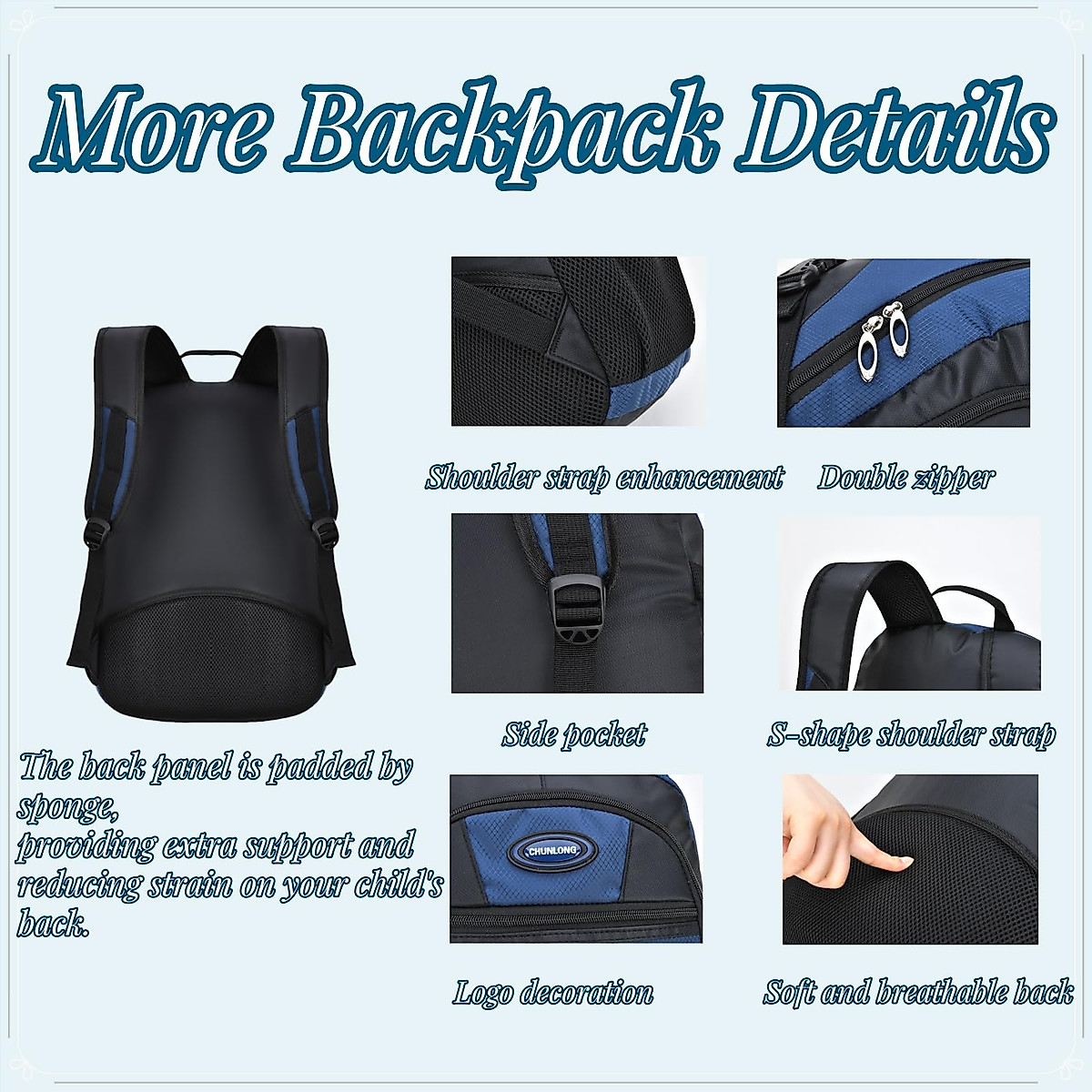 VIDOSCLA Color-blocking Sports Kids Backpack,Middle Schoolbag Elementary Student Bookbag for Girls&Boys