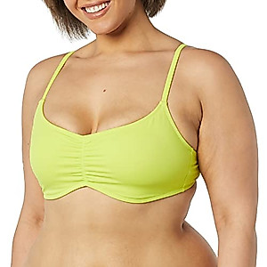 Amazon Essentials Women's Light-Support Bralette Bikini Swimsuit Top, Yellow, Large