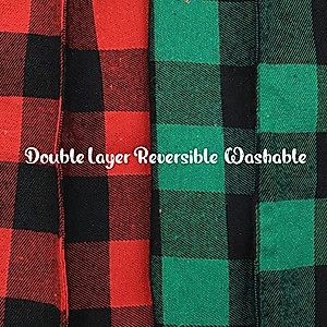 2 Pack Christmas Dog Bandanas,Double Layer Reversible Washable,Merry Christmas Snowman Gift Packages Pattern On Plaid Green Red Soft Cotton for Small Medium Large Dogs Cats Pets