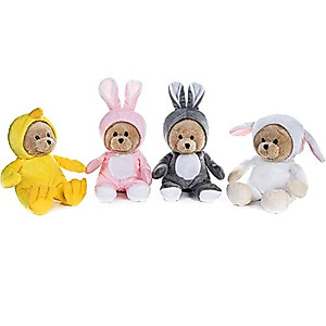 My OLi 7" Easter Bears Pack of 4 Stuffed Costumed Teddy Bears: Bunny, Chicken and Sheep with Flippable Hats Easter Gifts for Babies Kids Boys Girls