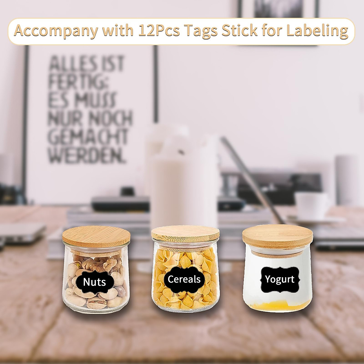 Oui Yogurt Jar Lids, 12 Pack Lids for Oui Yogurt Jars, Bamboo Wooden Lids for Oui Yogurt Jars, Reusable Yogurt Bamboo Jar Lids Set with Silicone Sealing, Oui Lids for Yogurt Jars