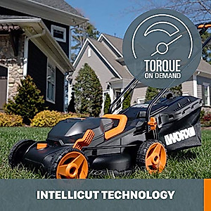 WORX WG779.9 Mulching Capabilities and Intellicut, WG779 40V Cordless 14" Lawn Mower Bare Tool Only, Black and Orange