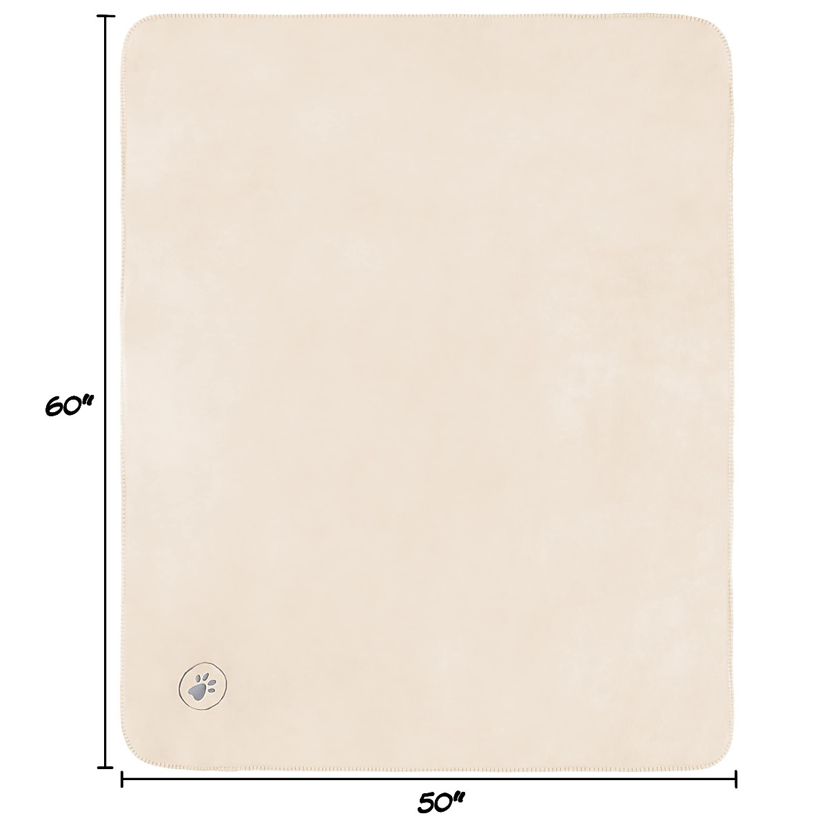 PETMAKER Waterproof Pet Blanket - 50x60-Inch Reversible Sherpa Fleece Throw Protects Couches, Cars, and Beds from Spills, Stains, and Fur (Cream)