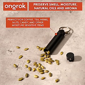 ONGROK Premium Storage Tube, Keychain, Pocket-Sized, Airtight, Aluminum Metal Holder and Case (Black)