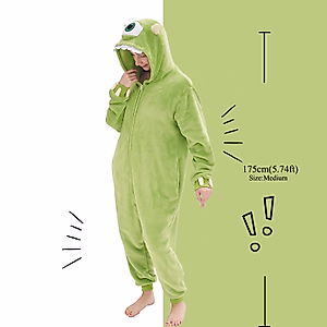 GONAAP Unisex Adult Mike Wazowski Onesie Pajamas Animal One Piece Costume Cosplay Sleepwear (Mike Wazowski, Medium)
