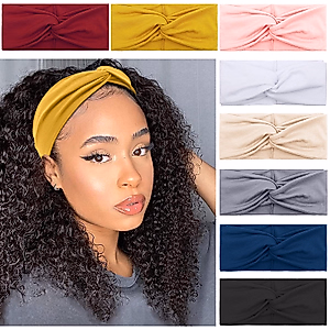 AKTVSHOW Boho Wide Twist Turban Headbands Non Slip - Soft Elastic Hair Accessories for Women's Short, Long, and African Hair Styles