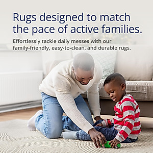 Abani Neutral Cream Area Rug 5' x 8' for Living Room, Bedroom - Zen Reiki Semi-Circle Pattern - Durable & Easy to Clean