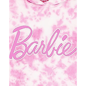 Barbie Girls Towel Poncho | Kids Pink Tie Dye Wearable Bath Towel | Doll Graphic Changing Robe | Cosy Swimwear Beach Cover Up