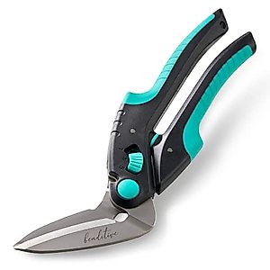 Beaditive Heavy Duty Multipurpose Angled Craft Scissors 10" - Japanese Stainless Steel, Serrated Blade - Industrial Shears for Thick Fabrics, Leather, Cardboard, Carpets, Artificial Grass