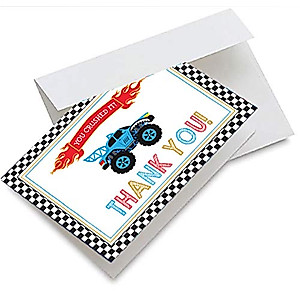 Monster Truck Thank You Card - Set of 20 Folded cards with envelopes