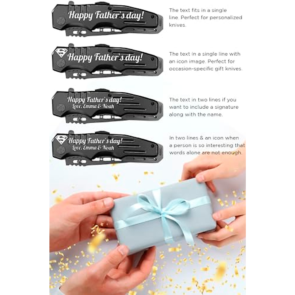 Grand Way Personalized Gift for Men - Customized Pocket Knife Engraved Gifts Dad Husband Custom Knives Idea Birthday Christmas Valentine's Day Anniversary Stocking Stuffers 6681 PS