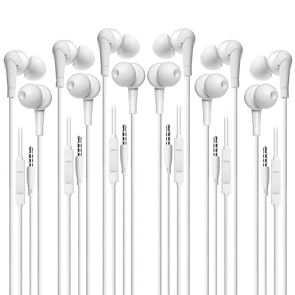 VddSmm Wired Earbuds 6 Pack Earbuds Earphones with Microphone Earbuds Wired Stereo in-Ear Headphones Compatible with iPhone and Android Smartphones iPad MP3 Fits All 3.5mm Interface Devices