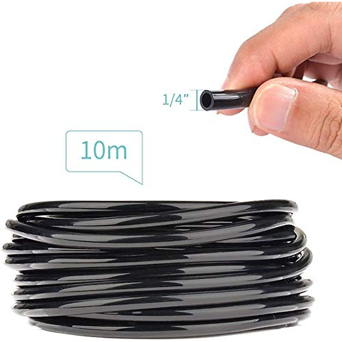 Felicetong 10m Home Garden Patio Misting Micro Flow Drip Irrigation Misting Cooling System with 10pcs Plastic Mist Nozzle Sprinkler for Plant Flower