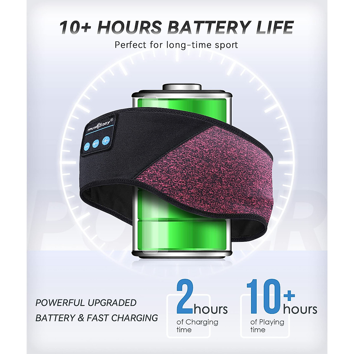 MUSICOZY Sleep Headphones Bluetooth Sports Headband, Wireless Music Sleeping Headphones Sleep Eye Mask Earbuds for Side Sleepers Workout Running Insomnia Travel Yoga Office, Pack of 2